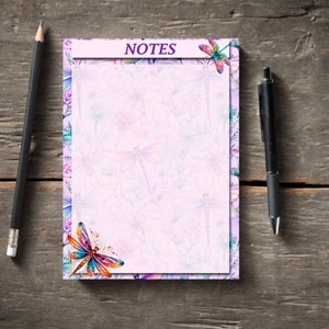 Dragonflies/ 5x7 Notepad/ Writing Pads/ Writing Stationery/ Blank ...