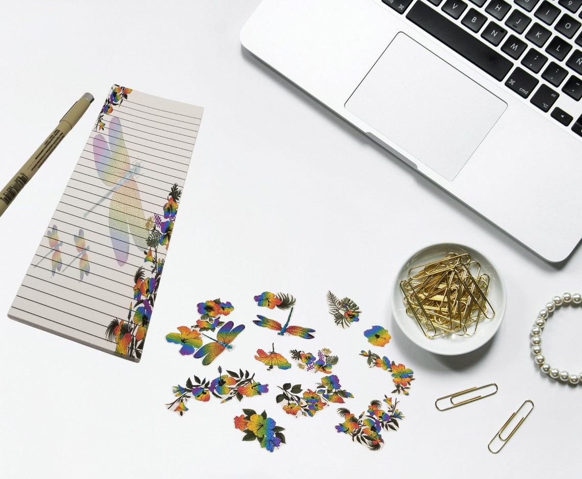 Rainbow Floral Slim Notepad Notepad Memo Pads Stationery - Etsy