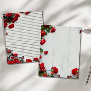 Red Rose, Roses, Printable Stationery, Printable Writing Paper, Letter ...