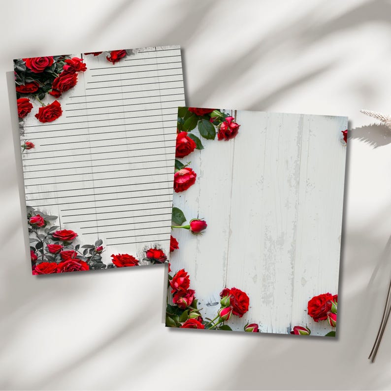 Red Rose, Roses, Printable Stationery, Printable Writing Paper, Letter ...