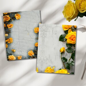 Yellow Roses, Printable Stationery, Printable Writing Paper, Letter ...