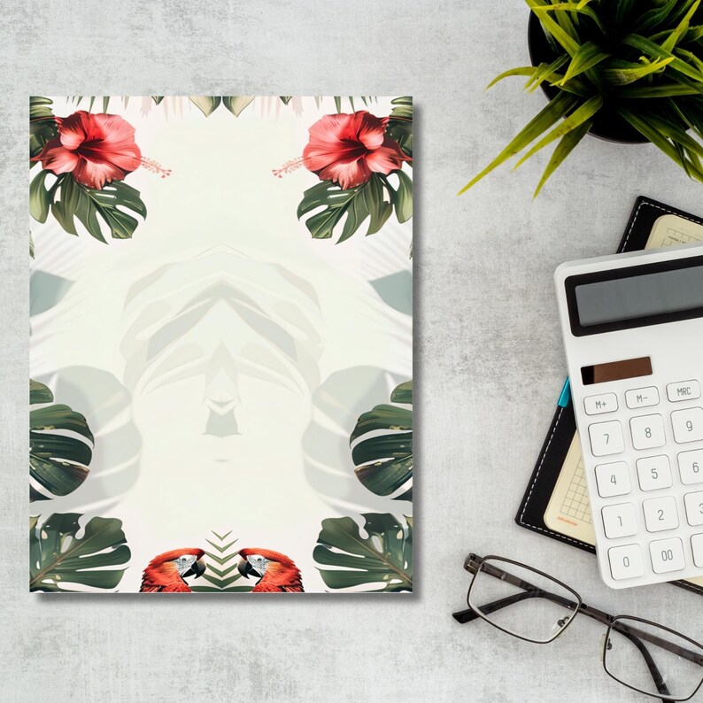 Tropical, Parrots Printable Stationery, Printable Writing Paper, Letter ...