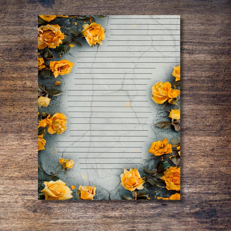 Yellow Roses, Printable Stationery, Printable Writing Paper, Letter ...