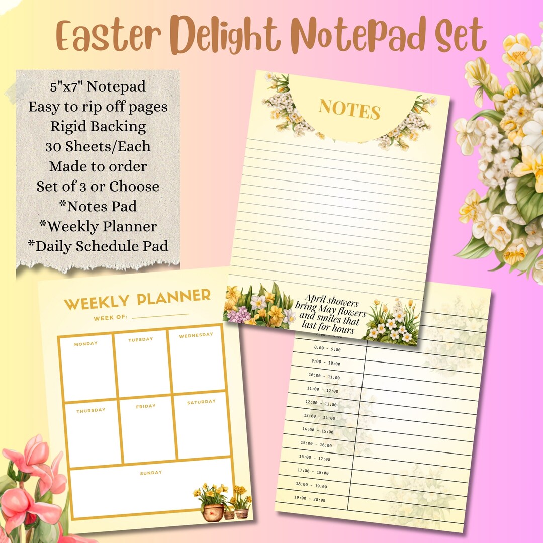 Notepad Set/spring 5x7 Notepad/ Writing Pad/ Writing Stationery/ Memo ...
