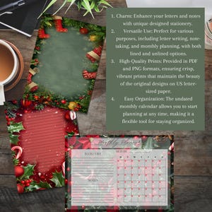 Christmas Printable Stationery, Printable Writing Paper, Letter Writing ...