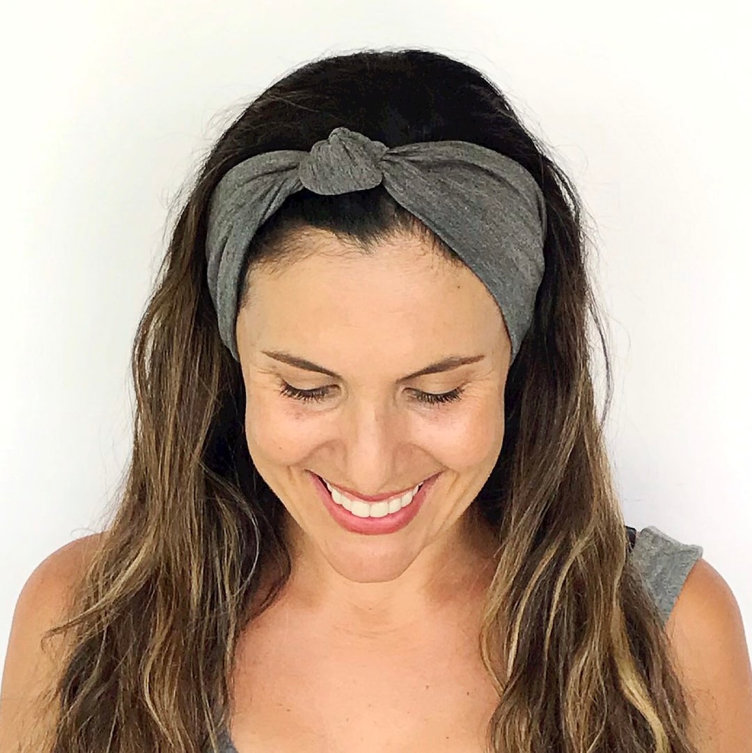 Heather Grey Knotted Headband Turban Headband Wide Etsy