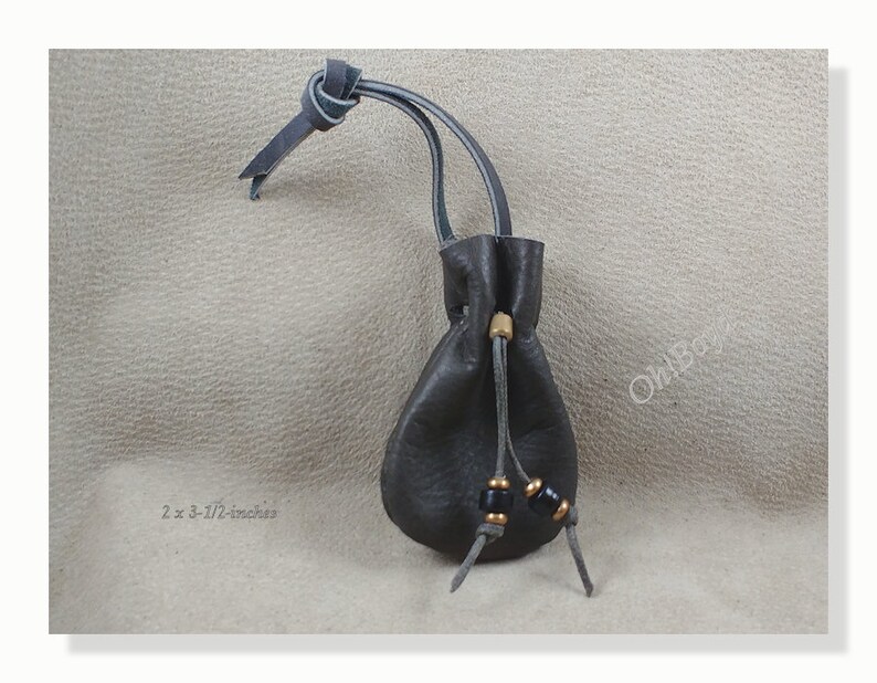 Small Drawstring Pouches Color: Gray Soft Strong Leather - Etsy