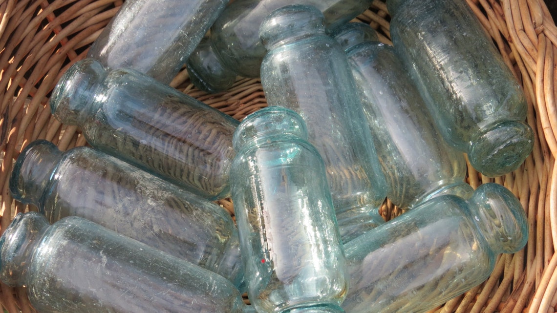 Japanese Glass Floats 5 Inch Length ROLLING PIN Lot-5 FIVE Ocean ...