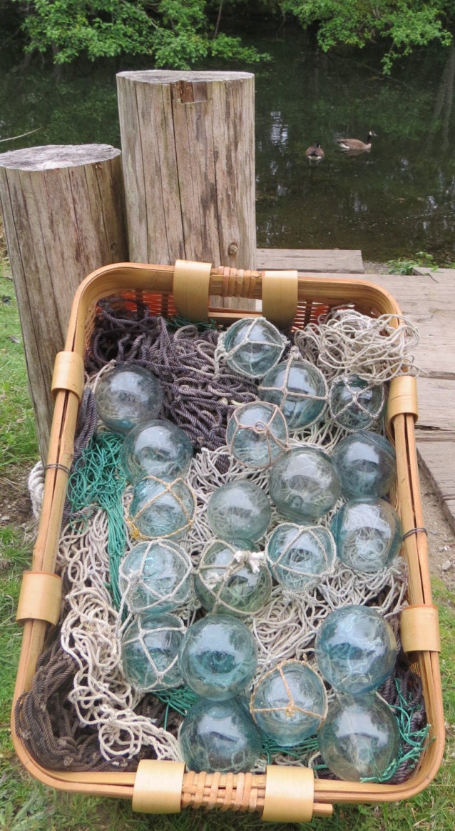 Japanese Glass Fishing FLOATS 2 Mixed Lot 8 Netted | Etsy