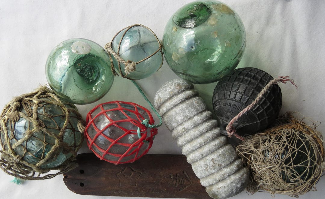 UNIQUE Antique Floats (9) Glass Wood Metal Mixed Sizes Tiki Beach Display - Etsy