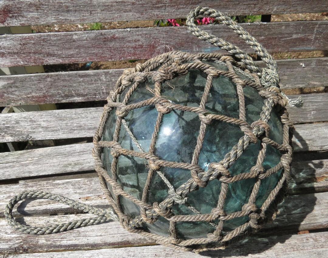 Japanese Blown Glass Float 9"d XL Aqua Maker's Mark WP #11seal Button ...