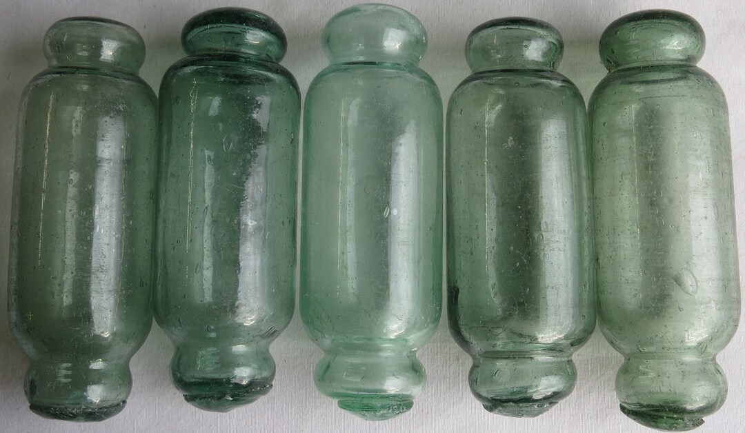Japanese Glass Floats 6 Inch Length Rolling Pin SEA GREEN Shades Lot-5 ...