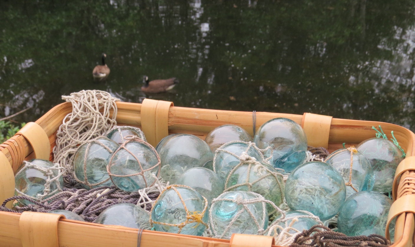 Japanese Glass Fishing FLOATS 2" Mixed Lot 8 Netted + Un-netted ...