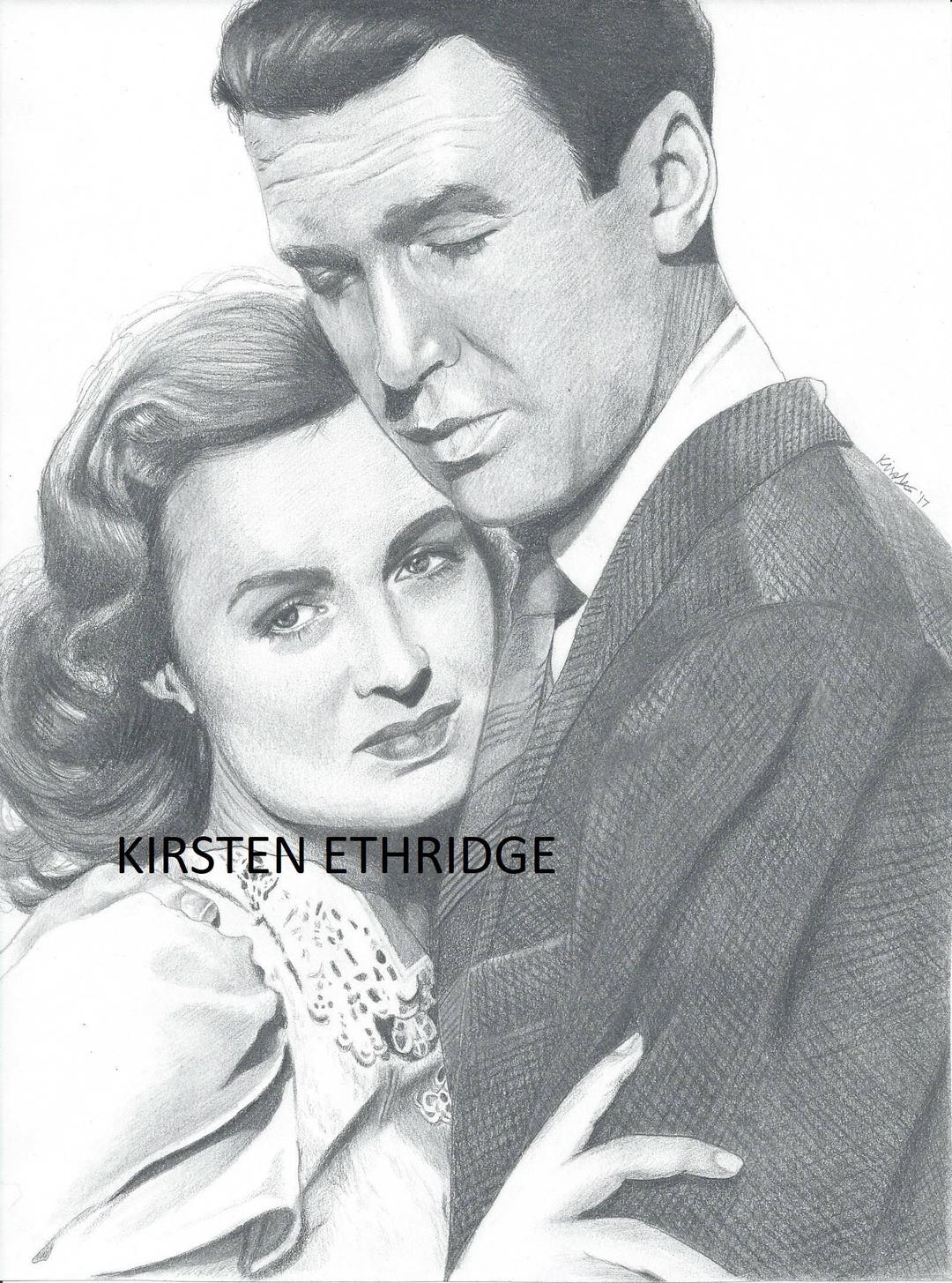 Original Drawing George and Mary Bailey 8x10.75 - Etsy