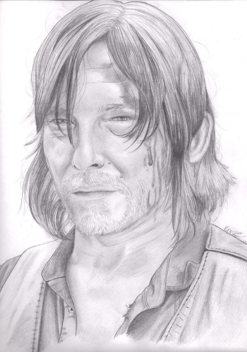 Original Drawing Daryl Dixon 9x12 - Etsy