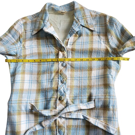 Vintage 70s Lady Bayard Pointy Collar Plaid Belted Sh… - Gem