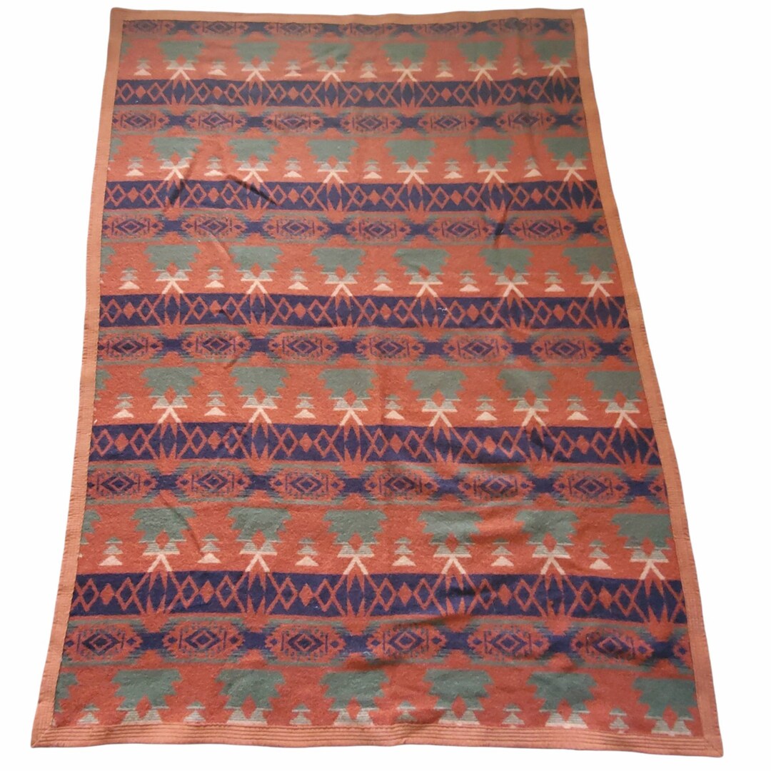 Vintage Woolmark France Southwestetn Tribal Saddle Blanket Throw Rug - Etsy