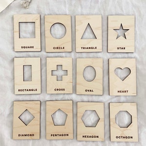 Minimal Wood 12 Shapes Flashcards - Etsy