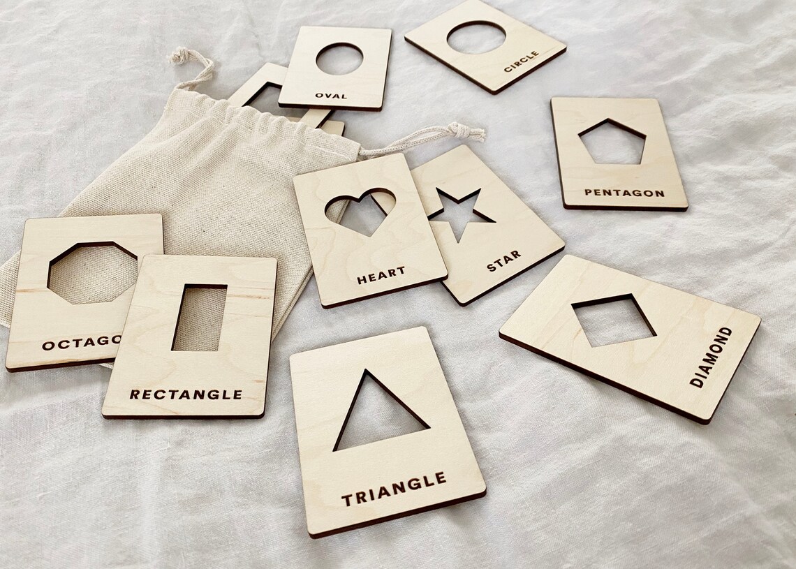 Minimal Wood 12 Shapes Flashcards | Etsy