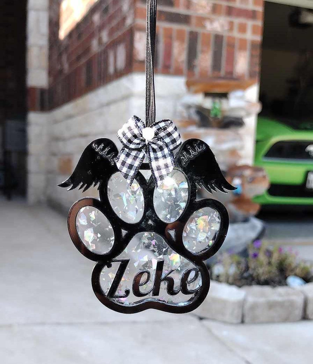 Personalized Acrylic Angel Wing Pet Memorial Ornament Custom Name Paw ...