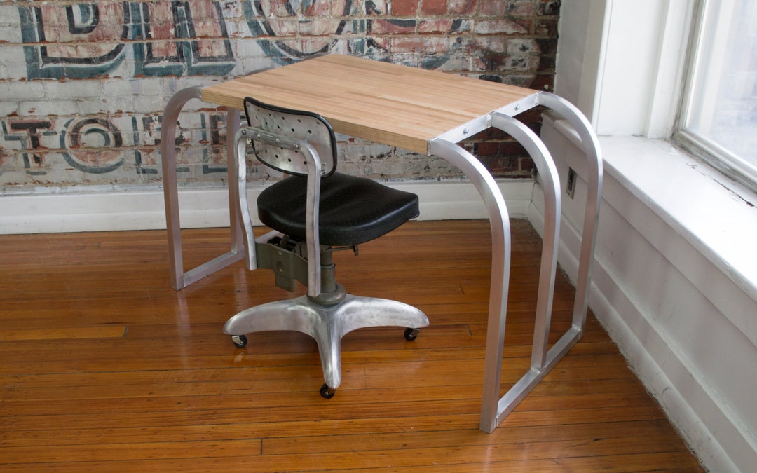 Modern Desk, Airframe Aviator Inspired Aluminum and Oak, Home Office - Etsy