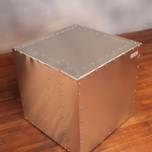 18 Inch Cube Aluminum Industrial End Table Metal - Deco Crate Aluminum ...