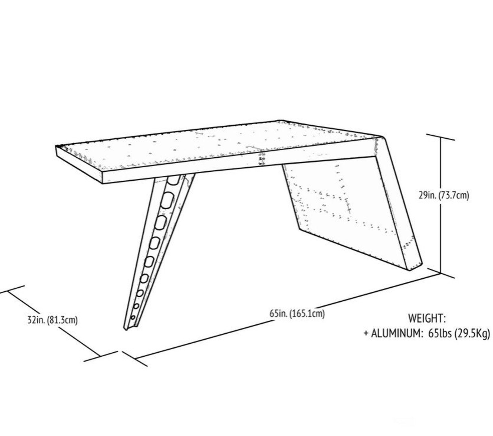 Airfoil Desk Aluminum Aviator Wing Desk Industrial - Etsy