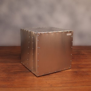 18 Inch Cube Aluminum Industrial End Table Metal - Deco Crate Aluminum ...
