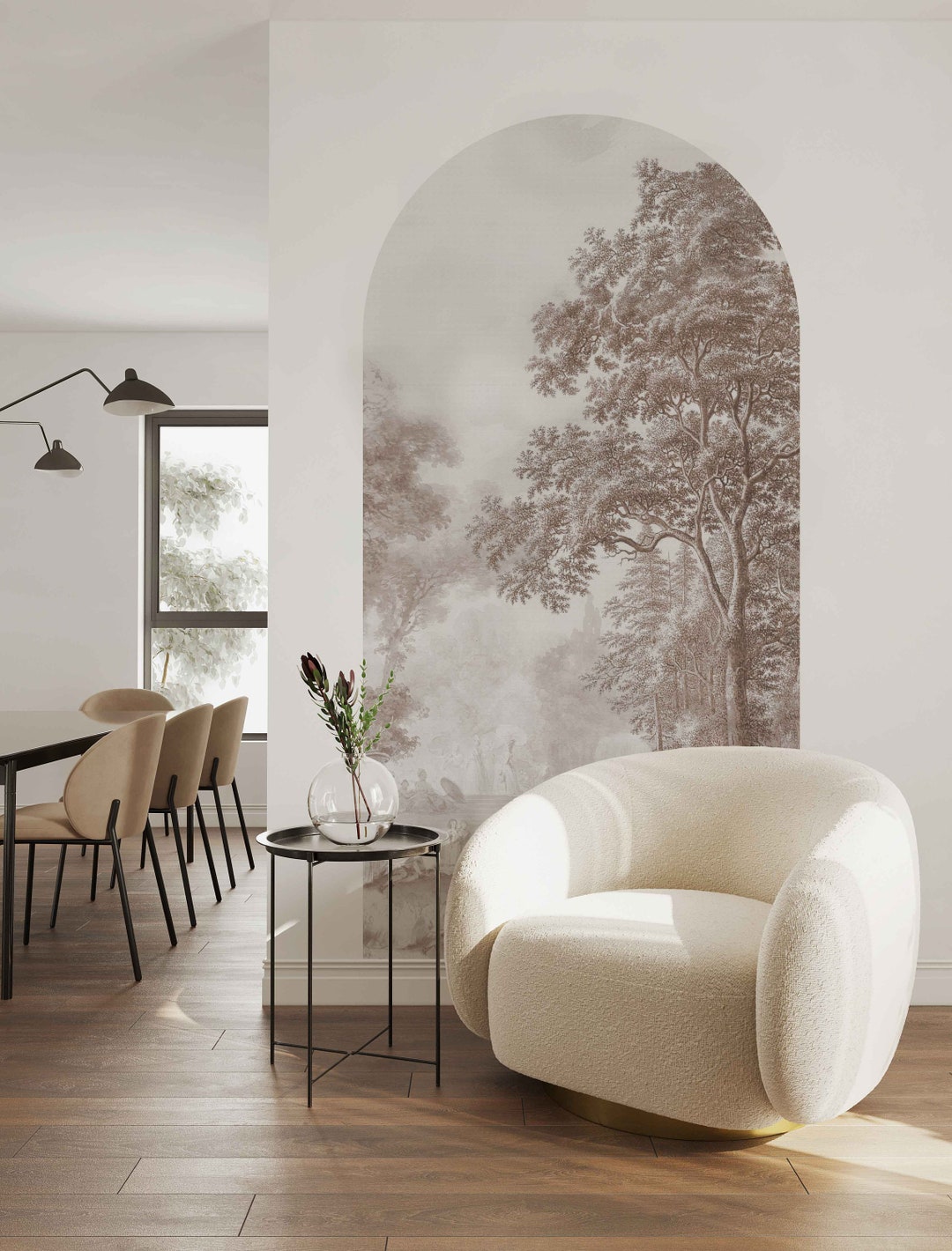 Peel and Stick Arch Wallpaper Decal - Romantic Garden Brown - Etsy