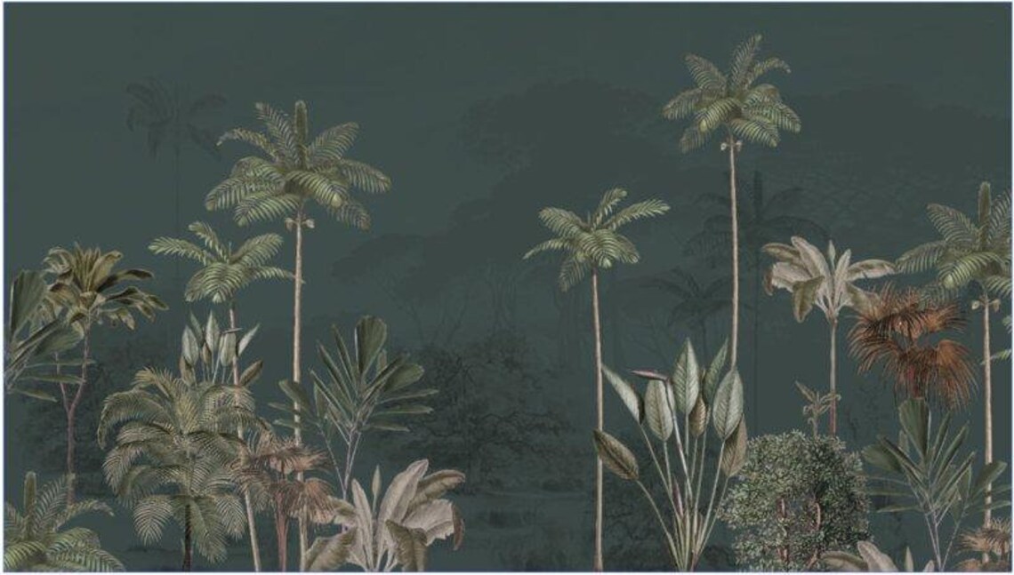 Jungle Wallpaper TROPICAL WILDERNESS Dark | Etsy