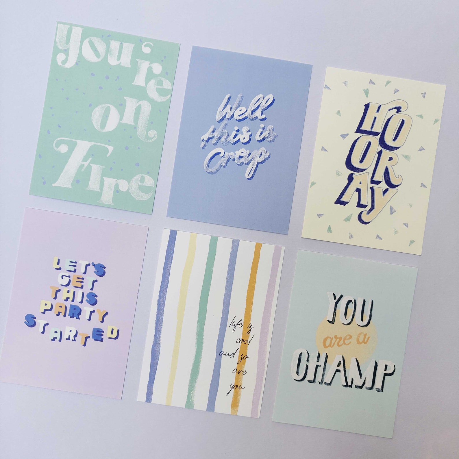 Set 12 Postcards QUOTES & ABSTRACT - Etsy