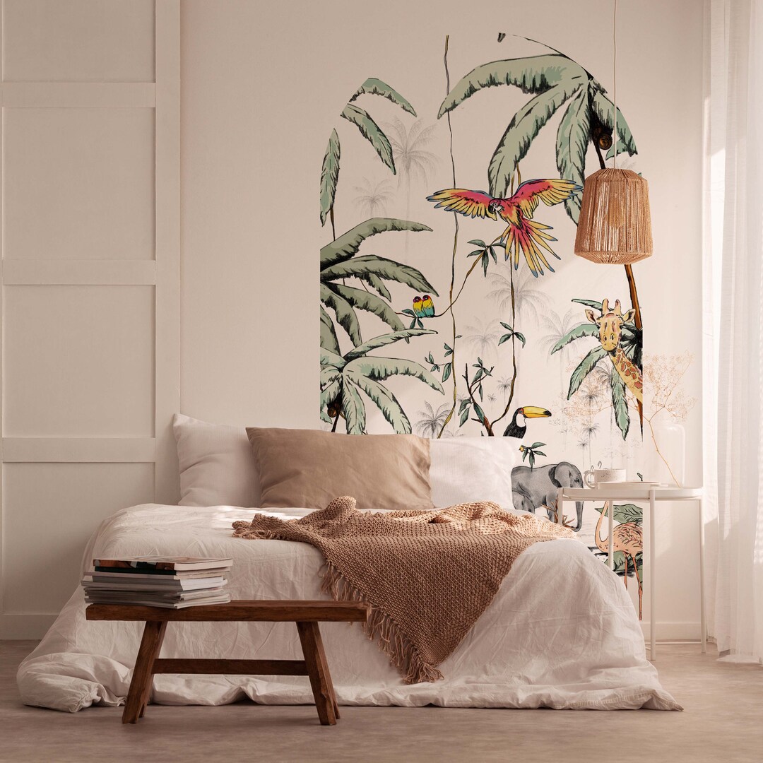 Peel and Stick Arch Wallpaper Decal - Jungle Tonal - Etsy
