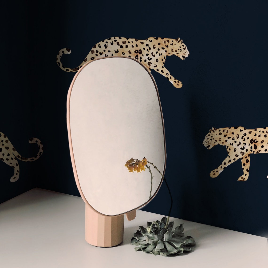 Leopard Wallpaper - LEOPARD - Navy Blue - Etsy