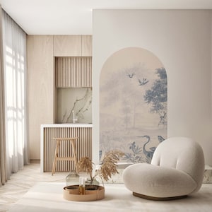 Peel and Stick Arch Wallpaper Decal - Scenic Landscape Tonal Blue - Etsy