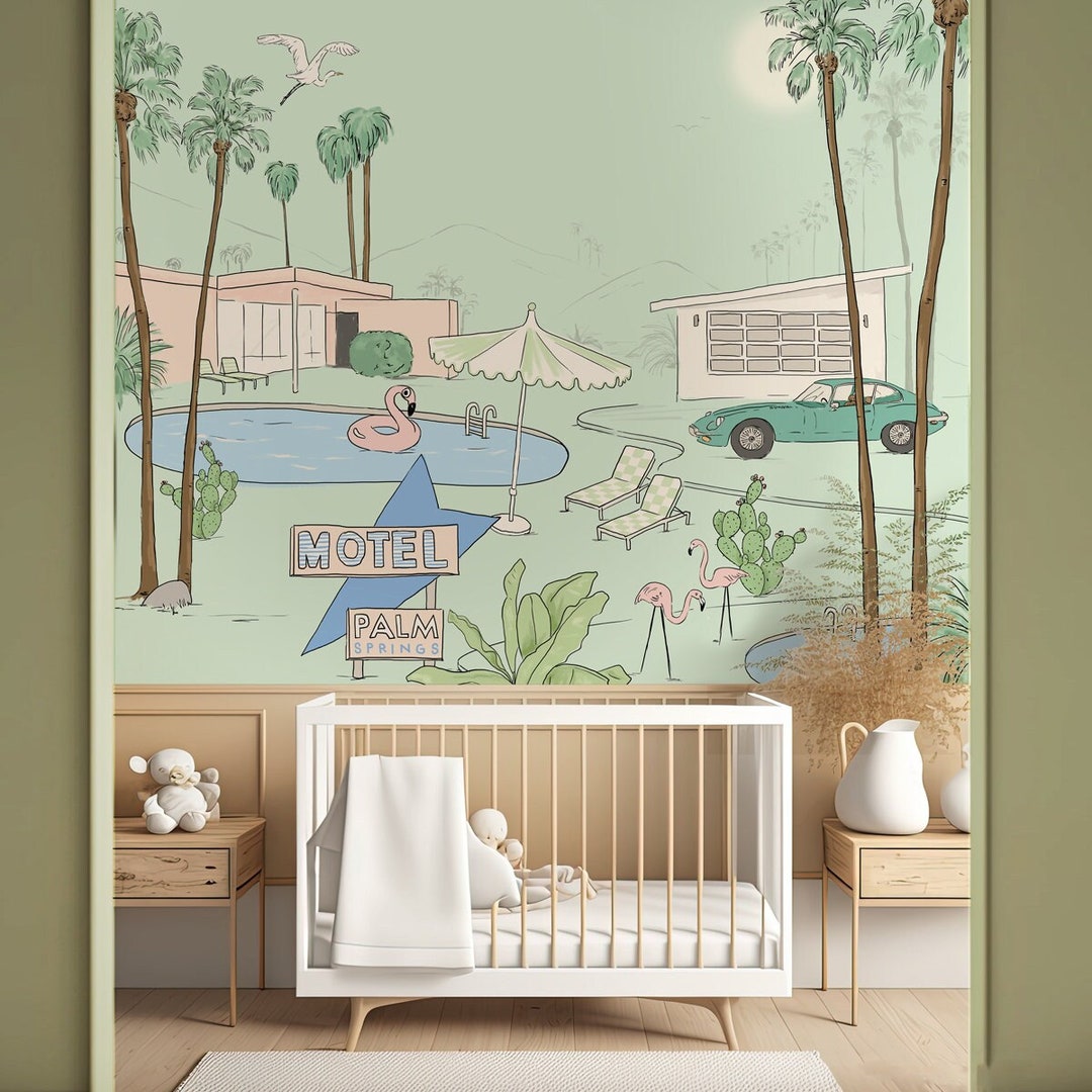 Tropical Wallpaper - PALM SPRINGS Mint - Etsy