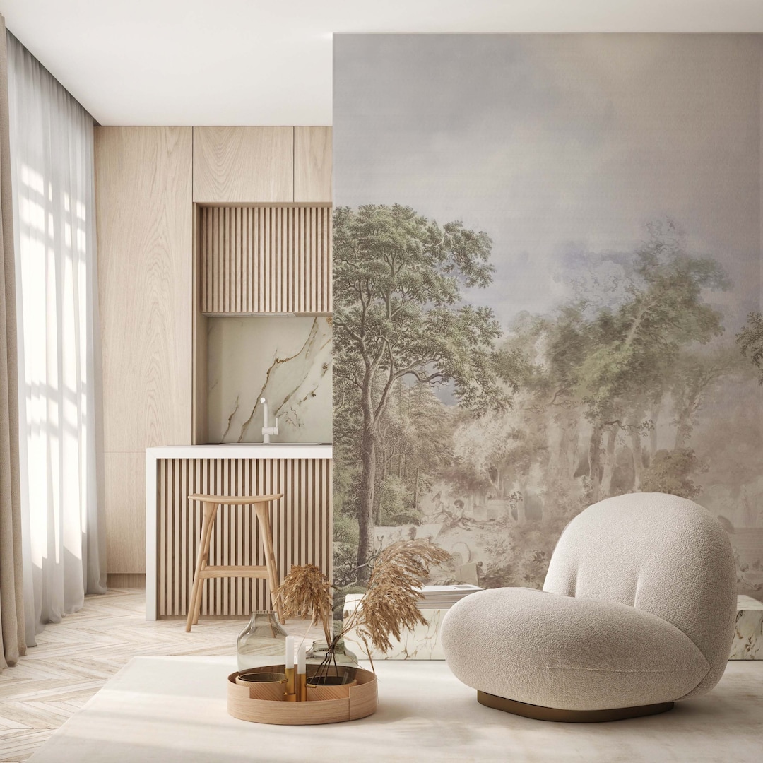 Landscape Wallpaper - Full Wall Sized Image - ROMANTIC GARDEN Color - Etsy