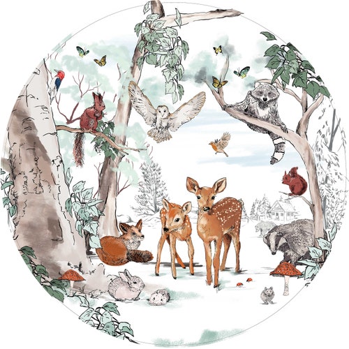Round Wall Sticker Magical Forest - Etsy