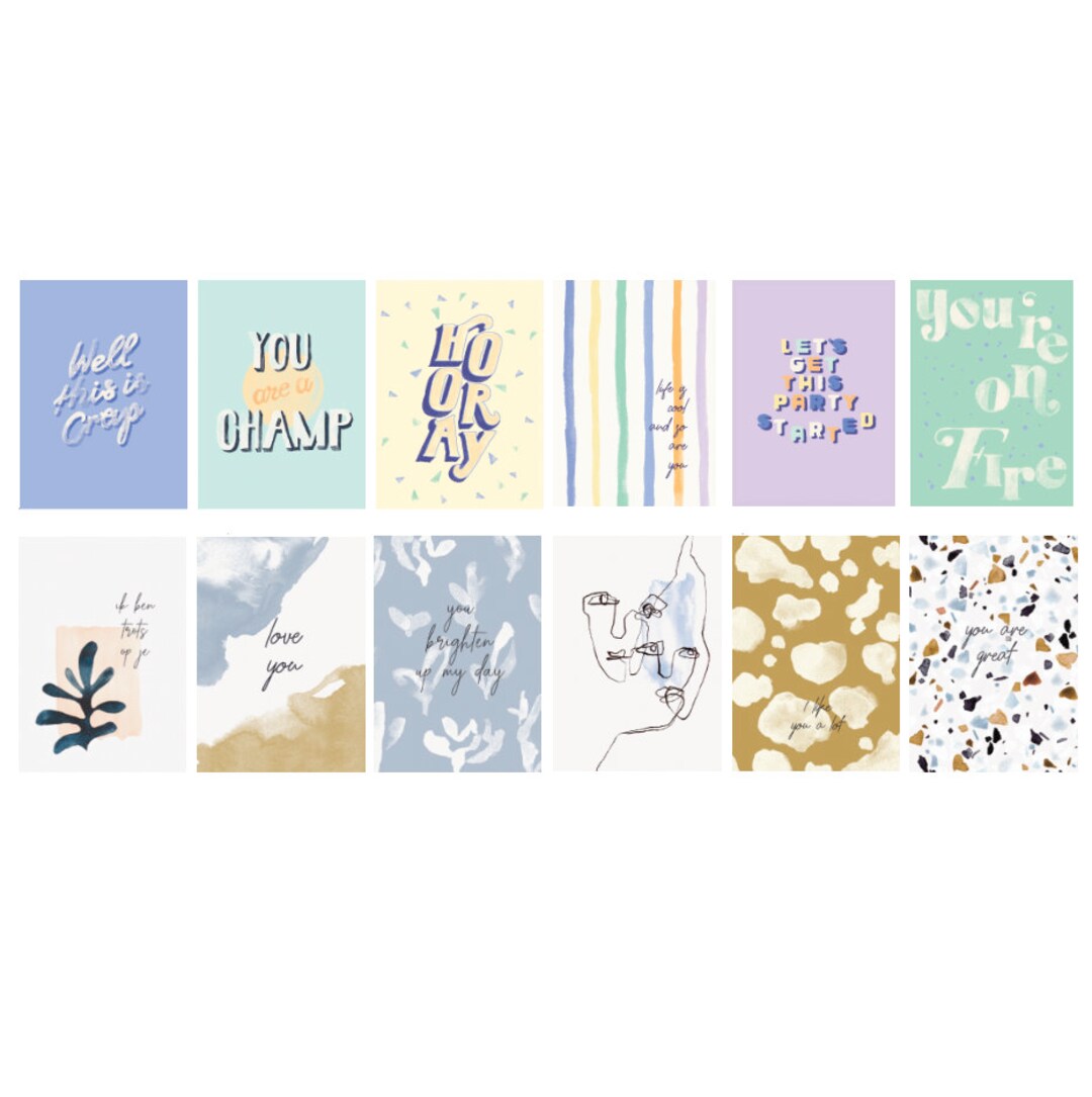 Set 12 Postcards QUOTES & ABSTRACT - Etsy