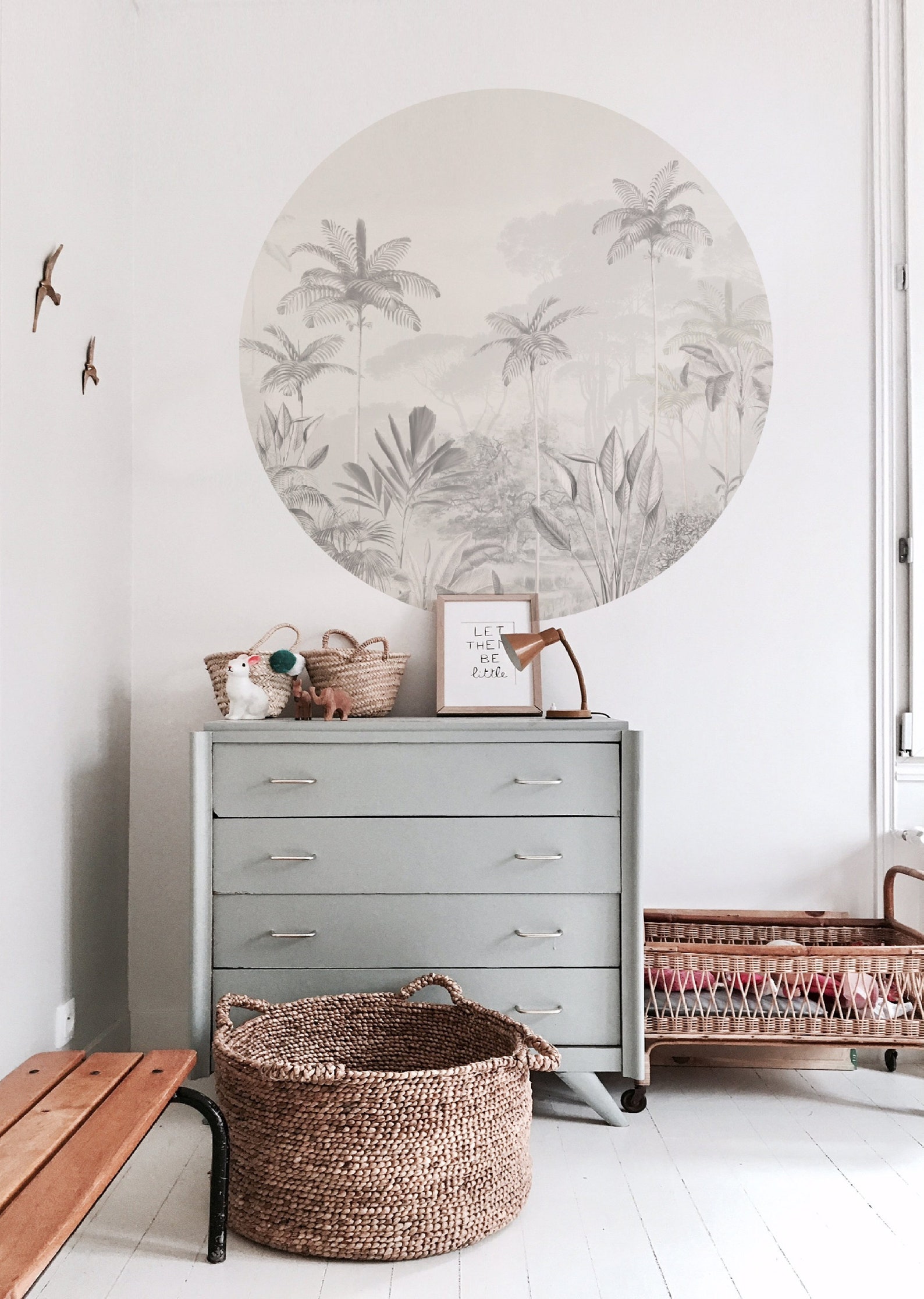 Round Wall Sticker Tropical Wilderness Beige - Etsy