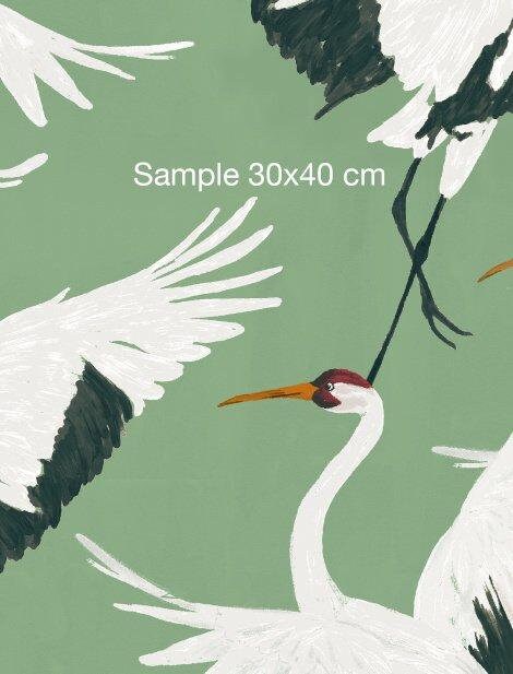 Bird Wallpaper STORK Green | Etsy