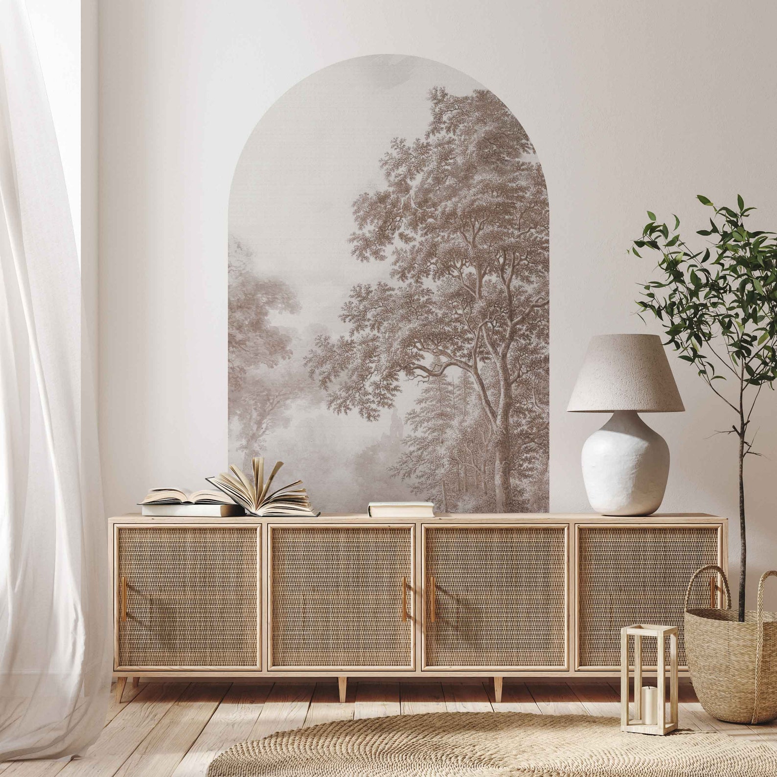 Peel and Stick Arch Wallpaper Decal Romantic Garden Brown - Etsy