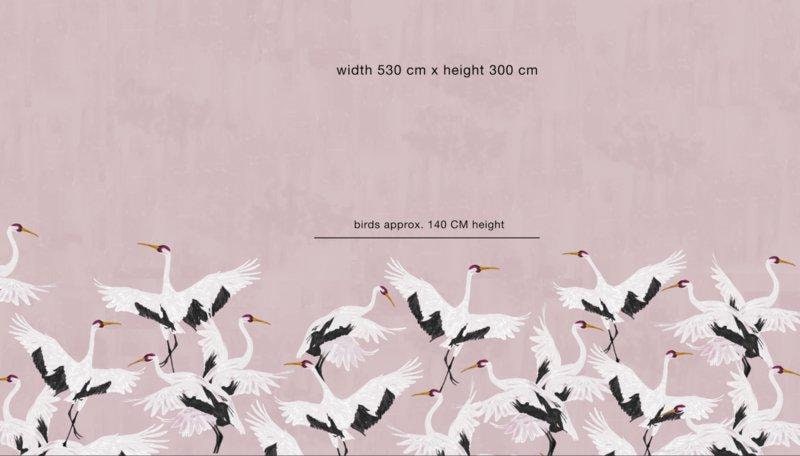 Bird Wallpaper STORK Pink | Etsy