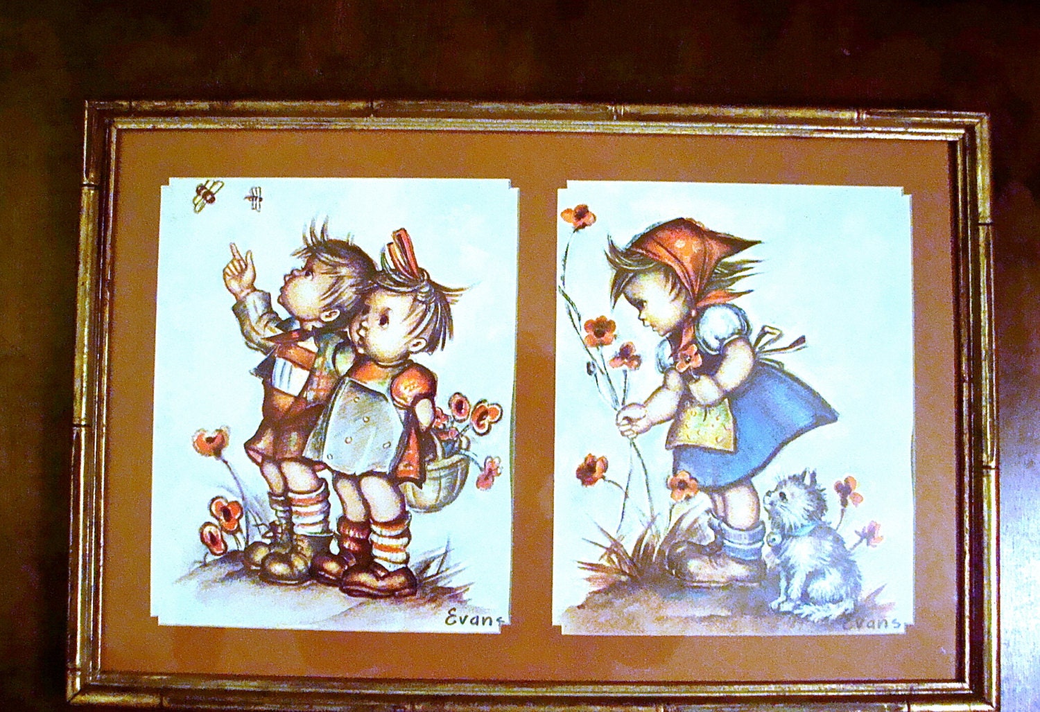Hummel Framed Lithograph Prints Duo Custom Matted Children's Room ...