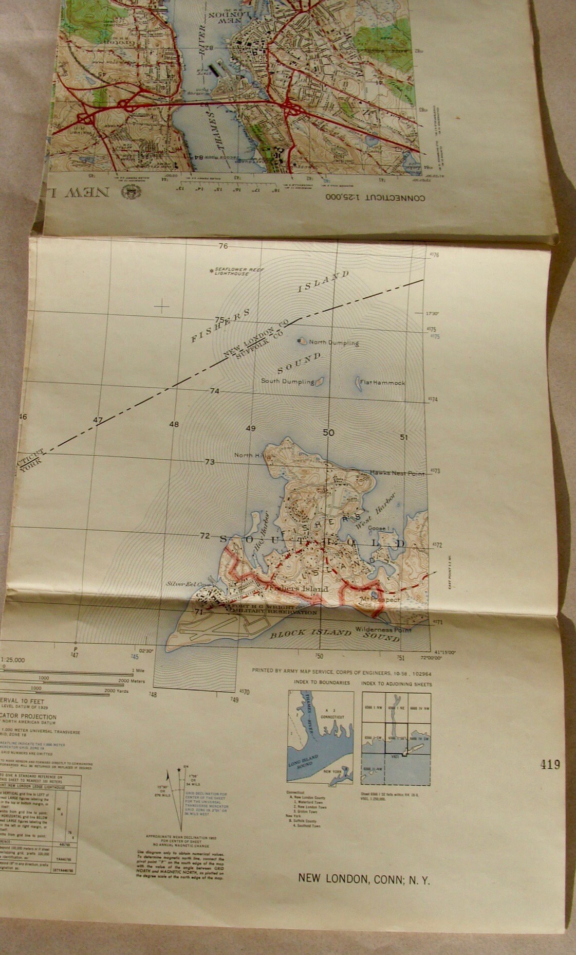 CLEARANCE Original 1940's US Army Map of New London Conn. Rare Sheet ...