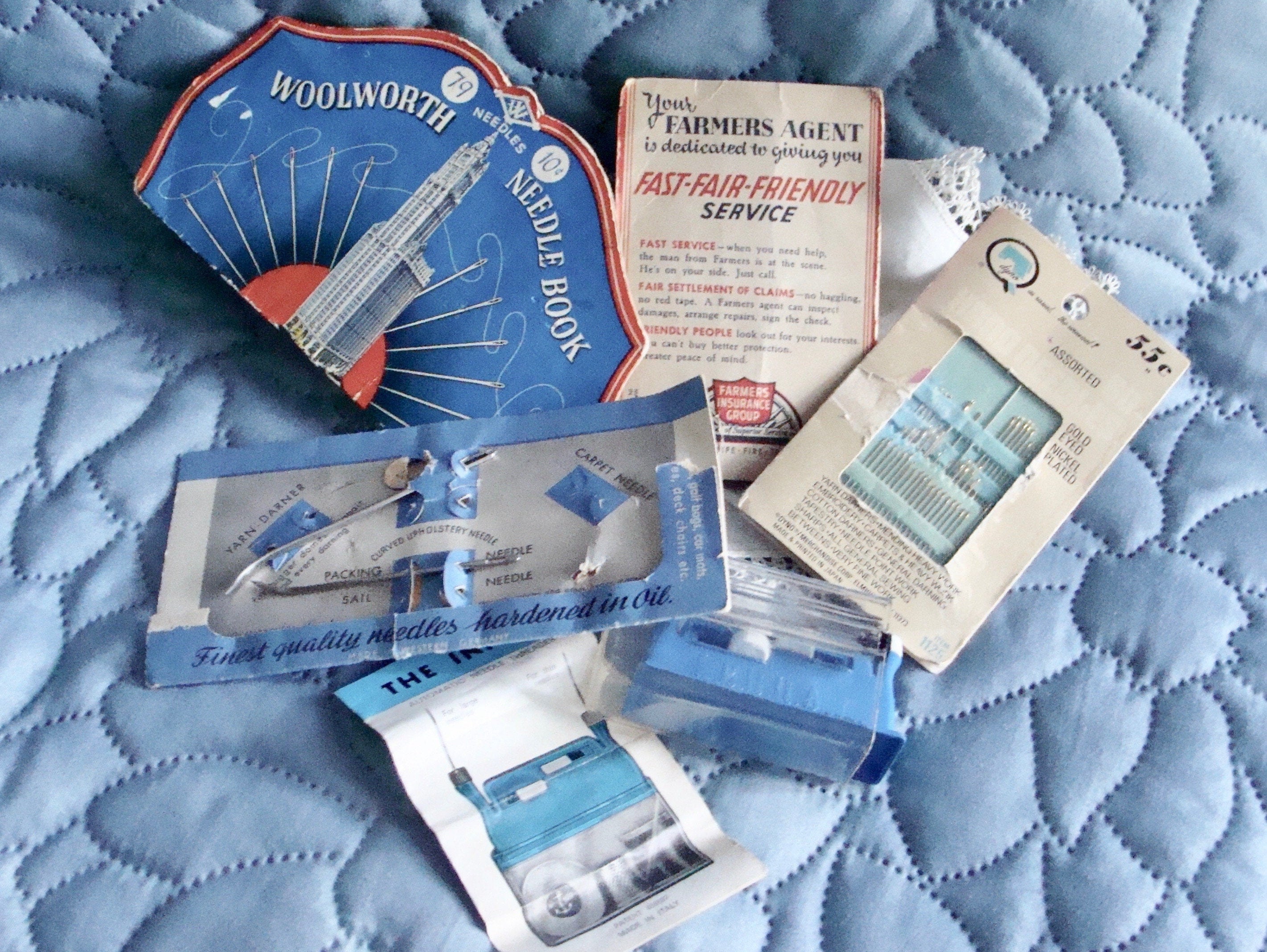 Vintage Needle Packets 4 Ads Woolworth Farmers Ins. AND - Etsy