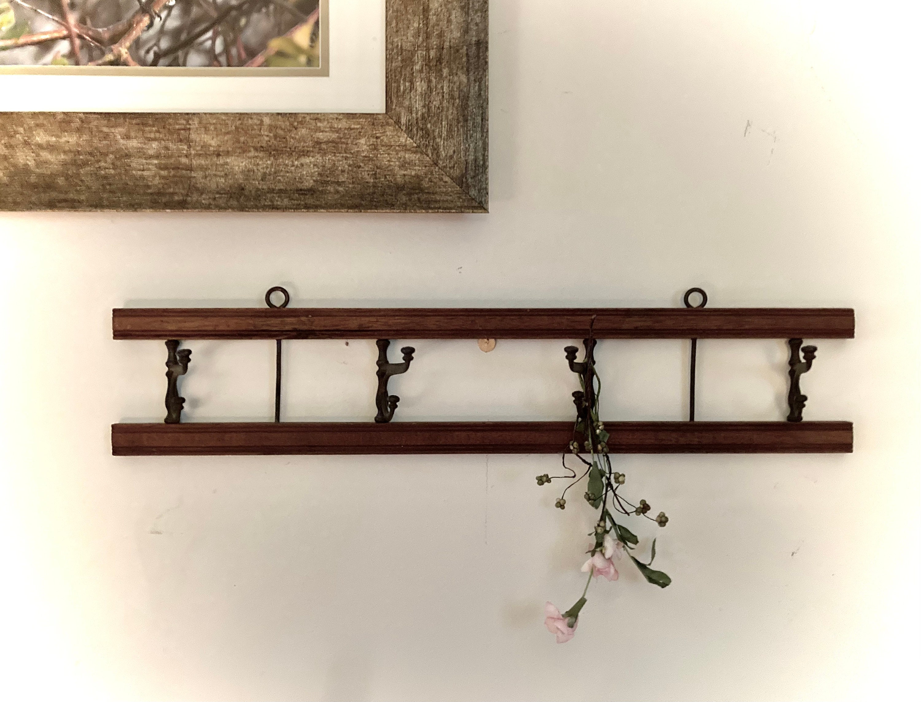 Vintage Wood Wall Rack With Hooks Wall Hanging Organizing Wall - Etsy