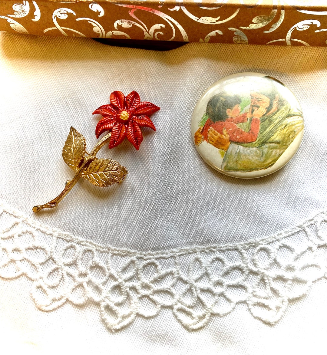 Vintage Religious Lapel Pin Our Lady Miraculous Medal on Reverse of ...