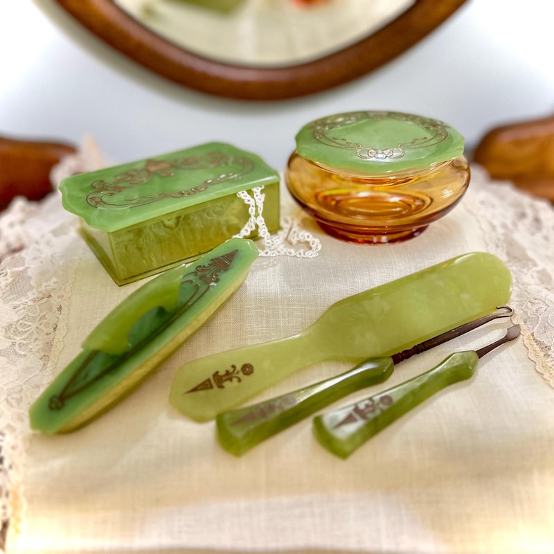 Vintage Bakelite Vanity Set - Etsy