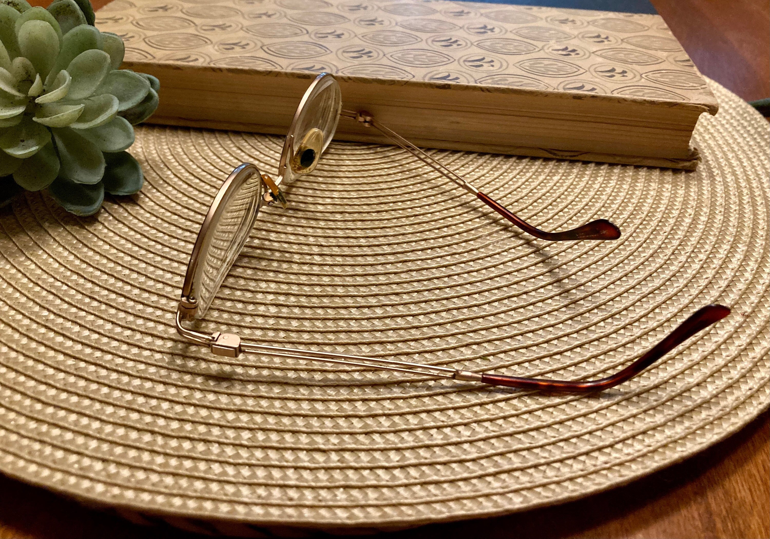 Antique Eyeglasses Rose Gold Frame With Tortoise Shell Accents Designer ...