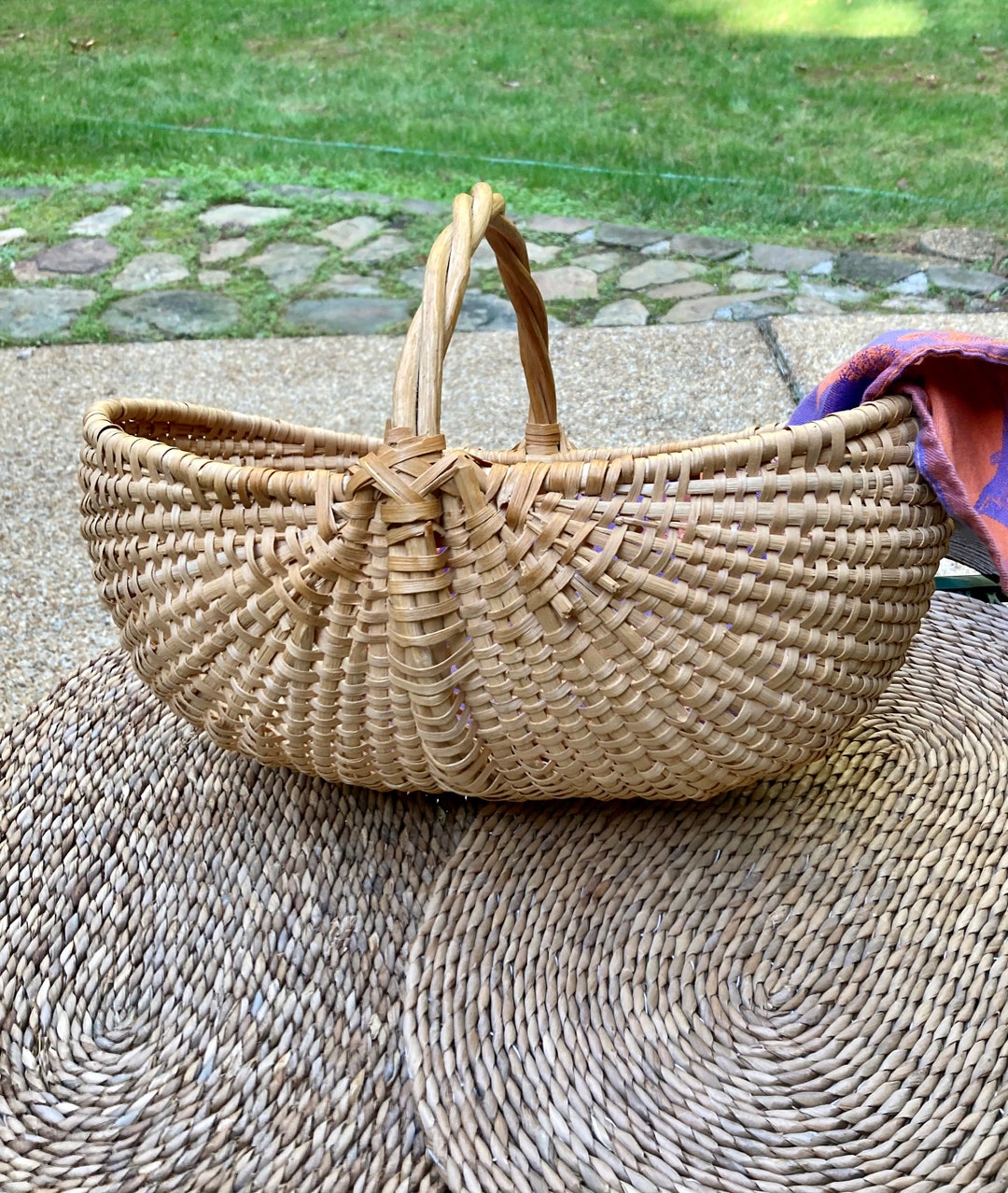 Vintage Buttock Basket Large Egg Basket Woven Wicker for Home Decor ...